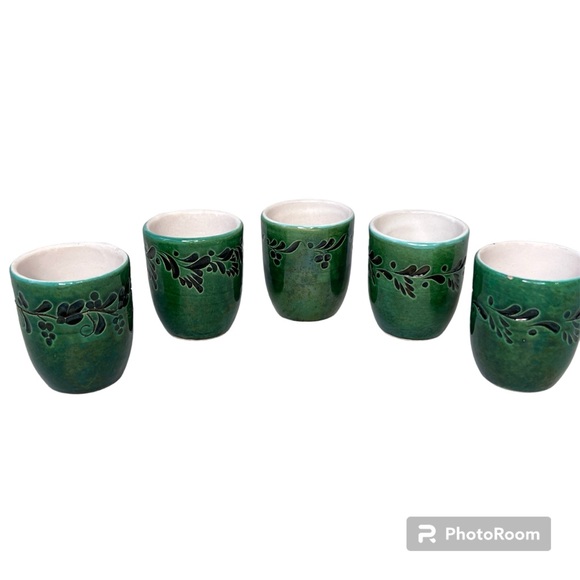 Dining | Vintage Folk Hungarian Palinka Glazed Clay Pottery Green ...